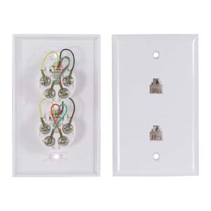 RJ11 Modular Dual Port Wall Plate White, Smooth Face – Firebrand Supply
